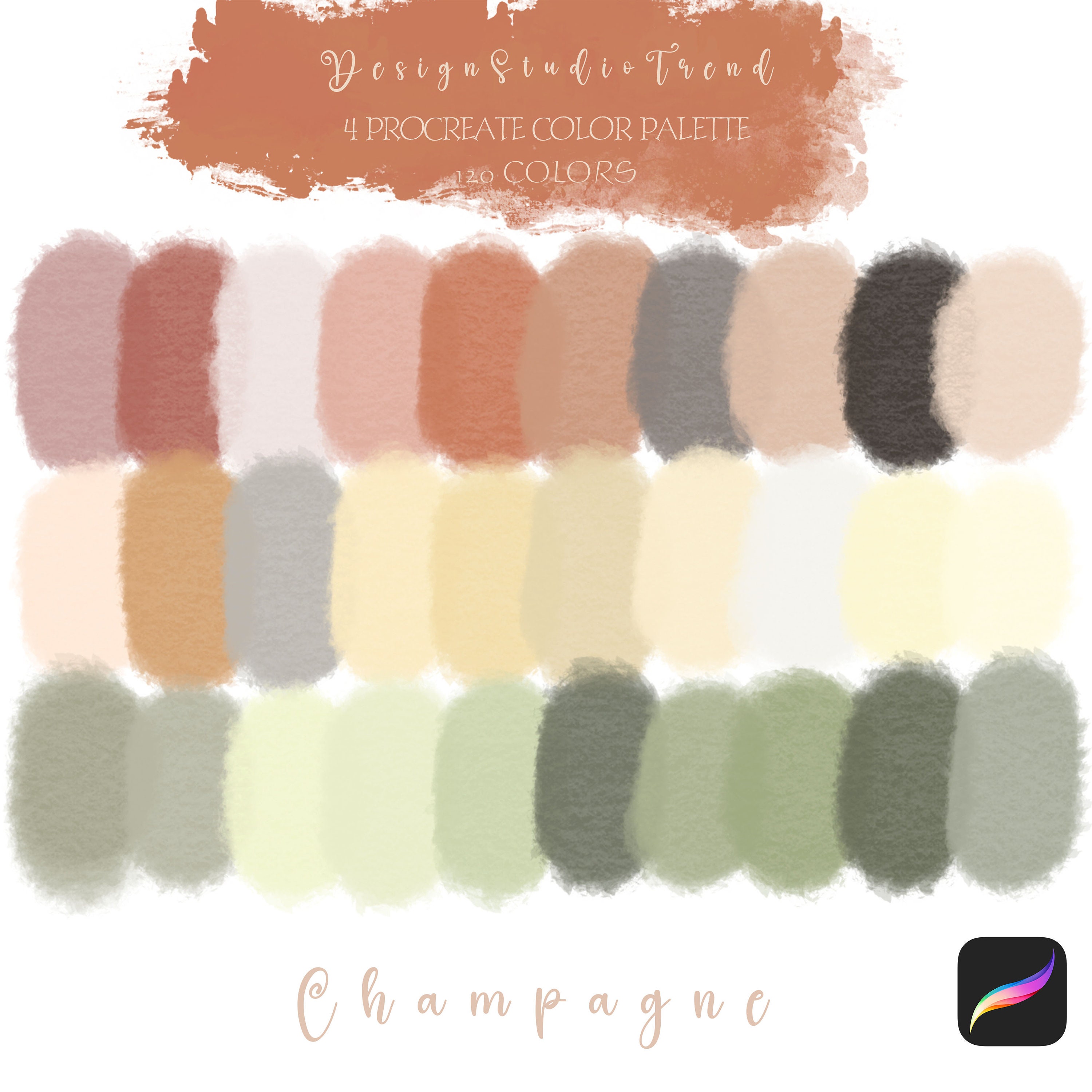 Olive Story Color Palette Set 4pcs Coordinated Palettes for Procreate ...