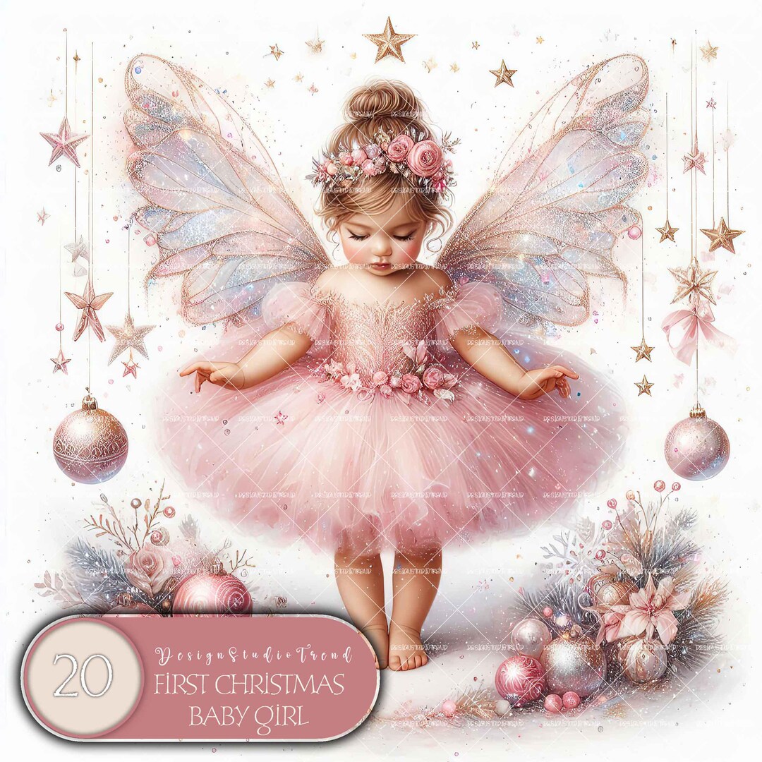 First Christmas Baby Girl Clipart Set - 20 Winter Wonderland Pink ...