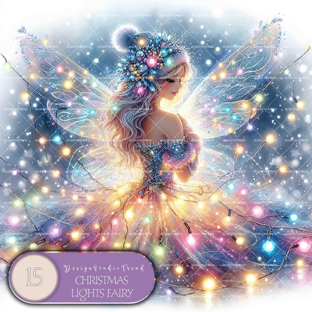Christmas Fairy Clipart Set: Magical Lights, Nursery Decor (commercial ...