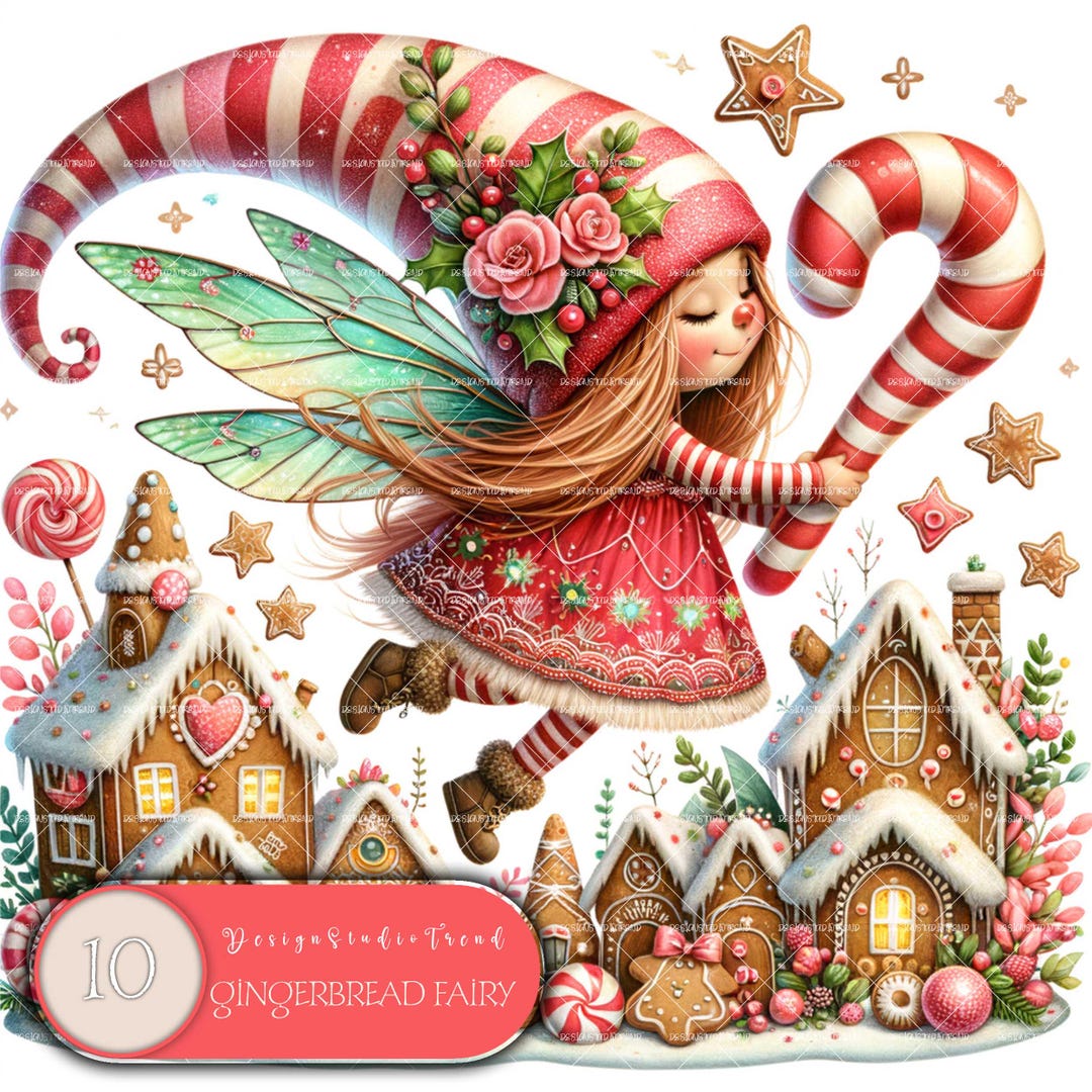 Cute Gingerbread Fairy Wonderland Clipart Set Baby Shower & Nursery ...