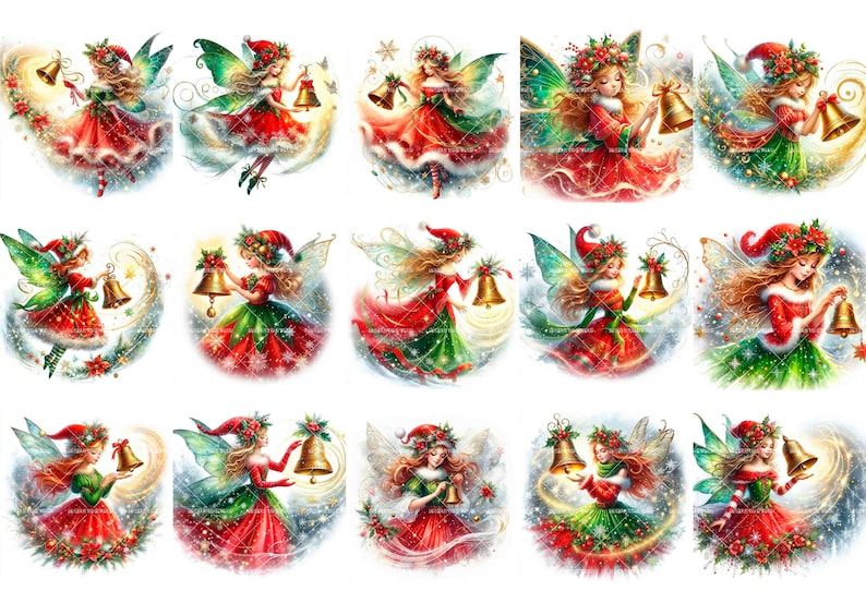Christmas Jingle Bell Fairy Wonderland Clipart Set Baby Shower Nursery ...