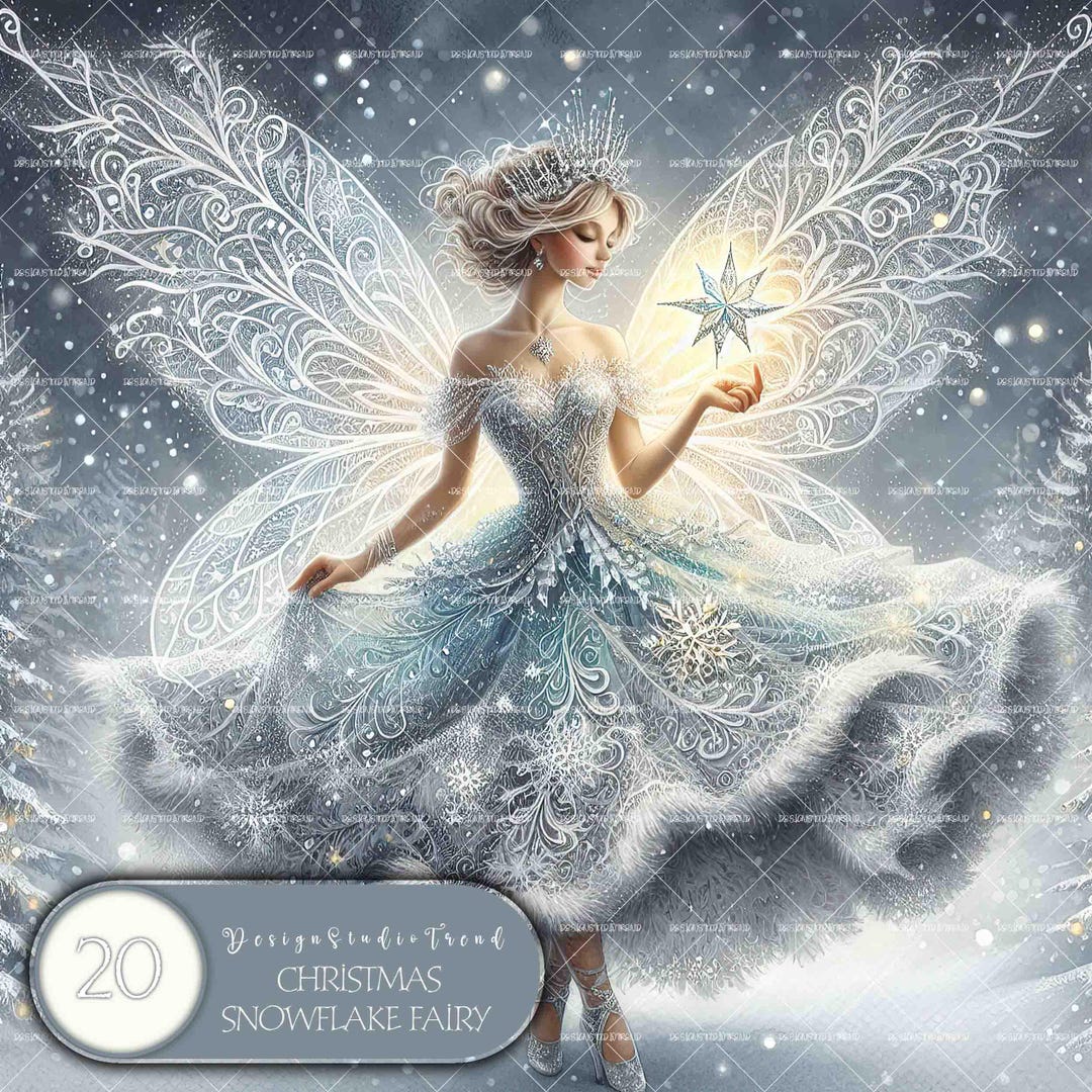 Christmas Snowflake Fairy Clipart Set: 20 Magical Designs (digital ...