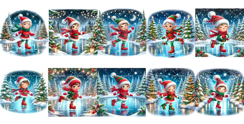 Christmas Skating Elf Art: Winter Fantasy Wall Decor (digital Download ...