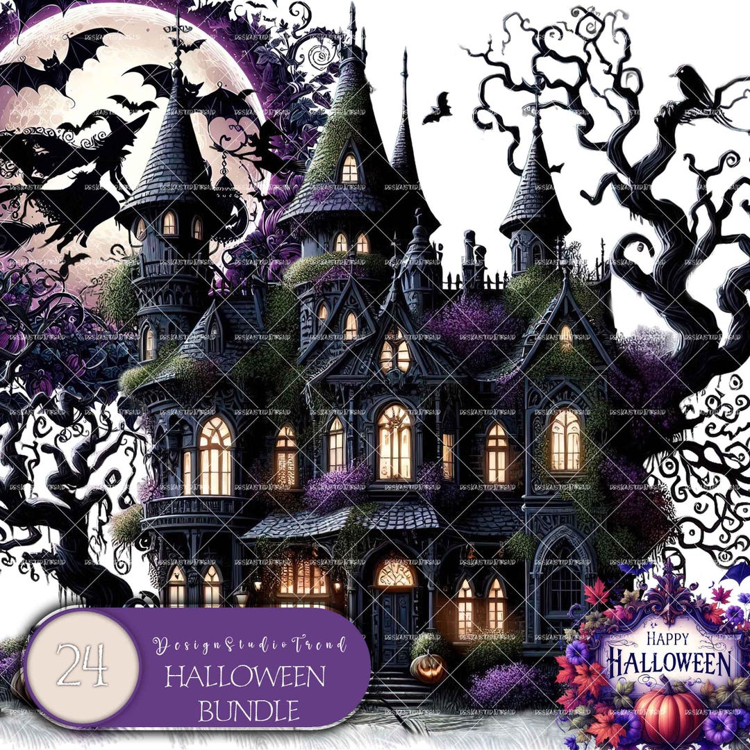 Gothic Witchy Halloween Bundle Clipart Collection - Spooky Watercolor ...