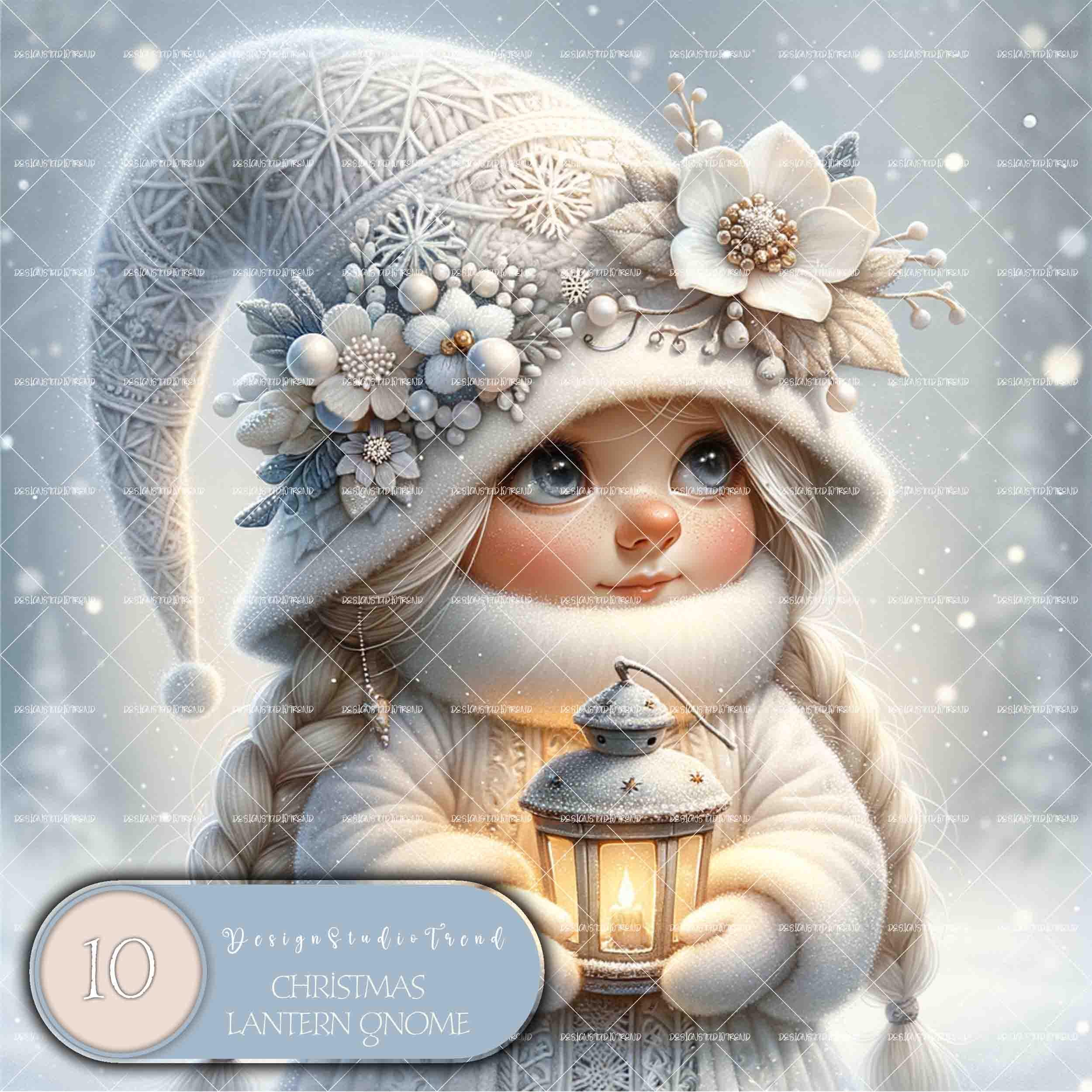 Christmas Gnome Lantern: Whimsical Winter Digital Prints (10pcs) - Etsy