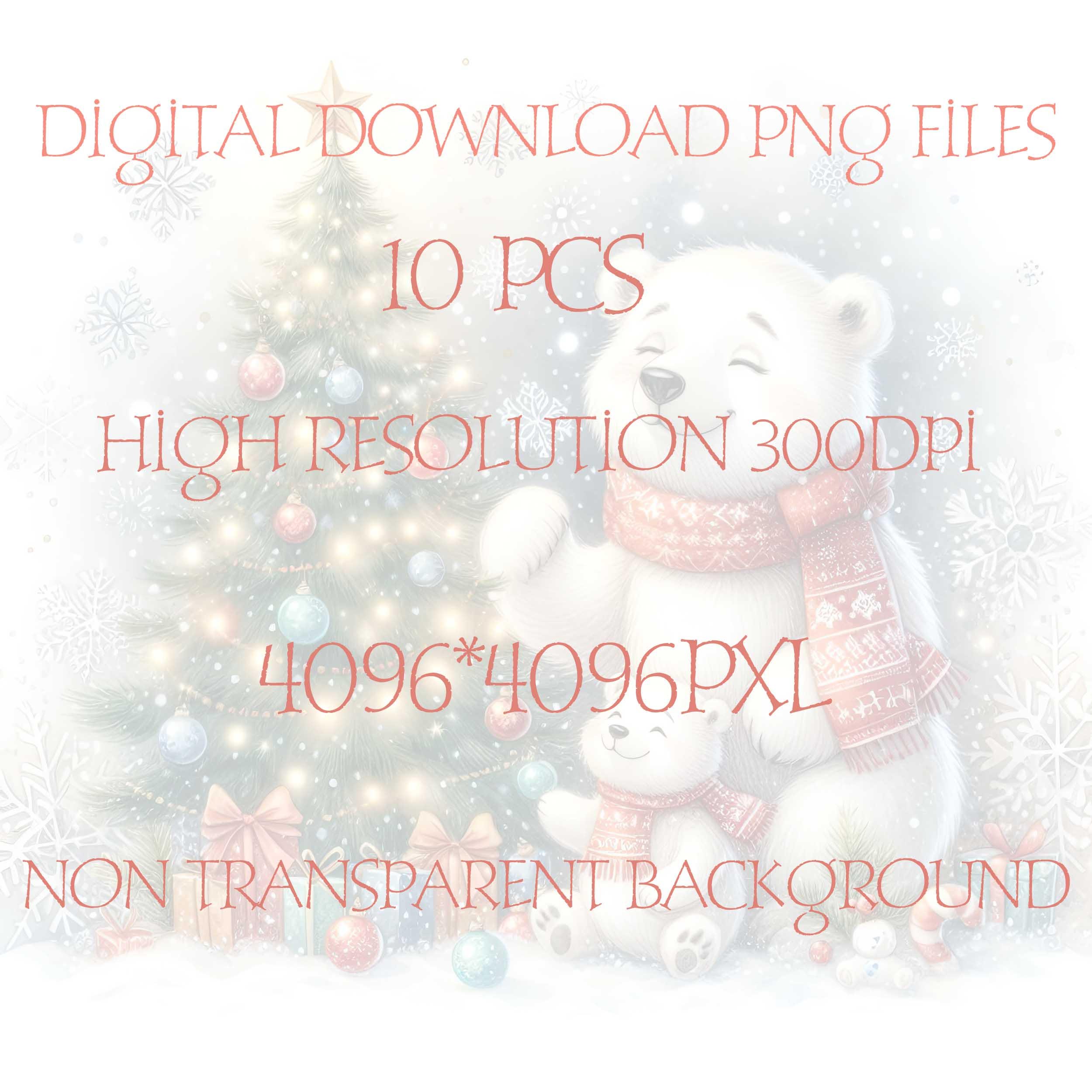 Polar Bear Christmas Clipart: Winter Nursery Decor (commercial License ...