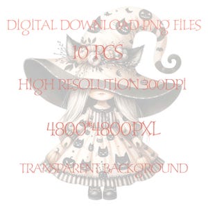 Mystical Halloween Kitty Witches Clipart Bundle - 10 PNG Files ...