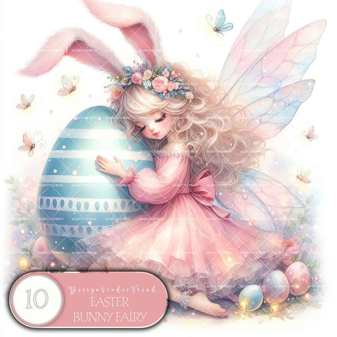 Easter Bunny Fairy Wonderland Clipart Set Baby Shower Nursery Decor ...