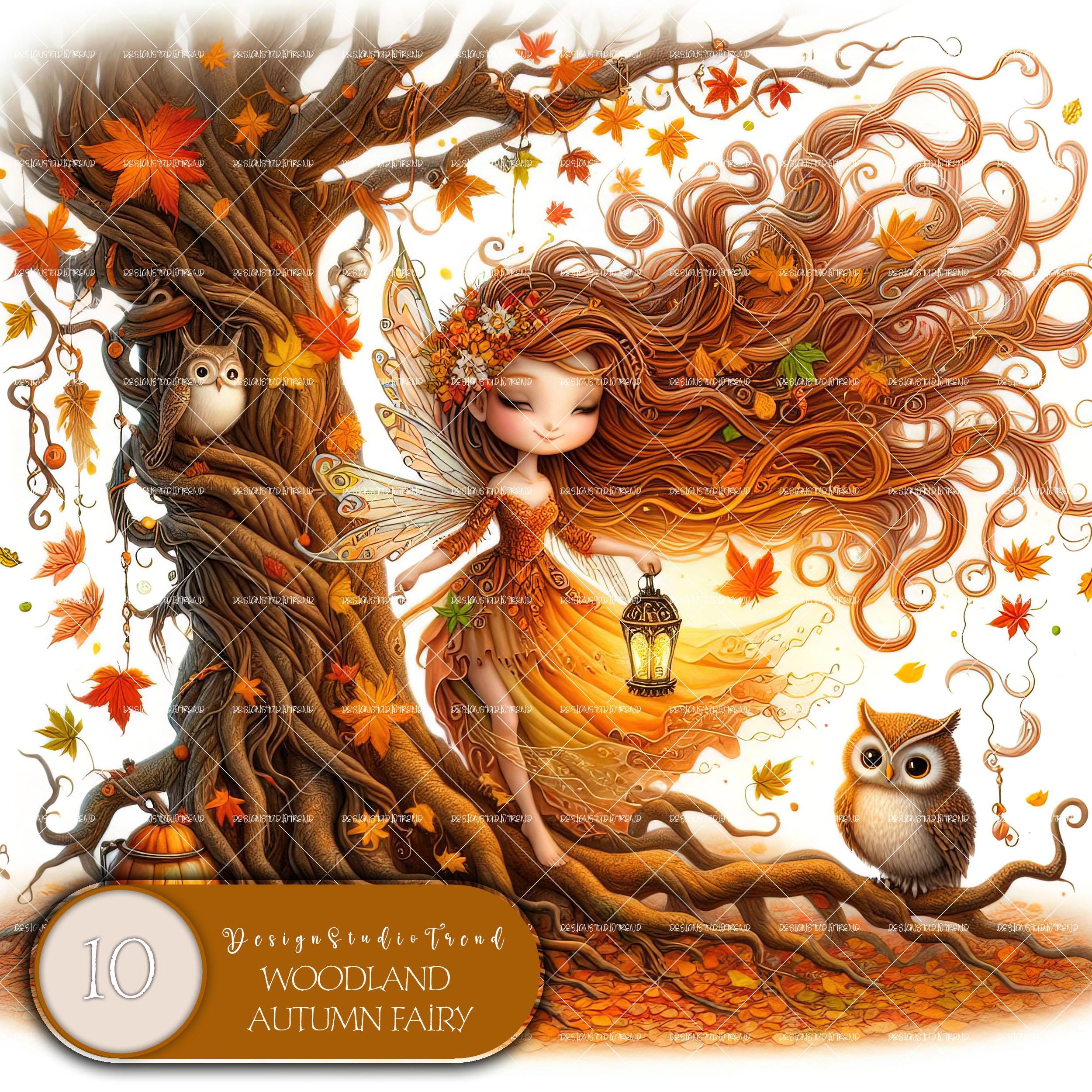 Whimsical Woodland Autumn Fairy Clipart Bundle 10 Watercolor JPEG ...