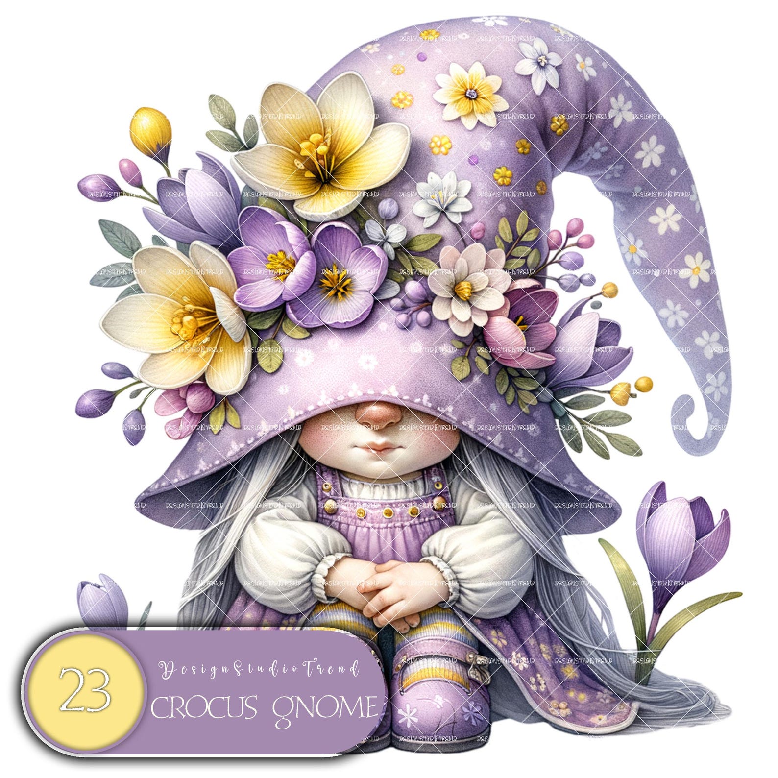 Floral Gnome Clipart Bundle: Watercolor Spring Graphics (23 PNG) - Etsy
