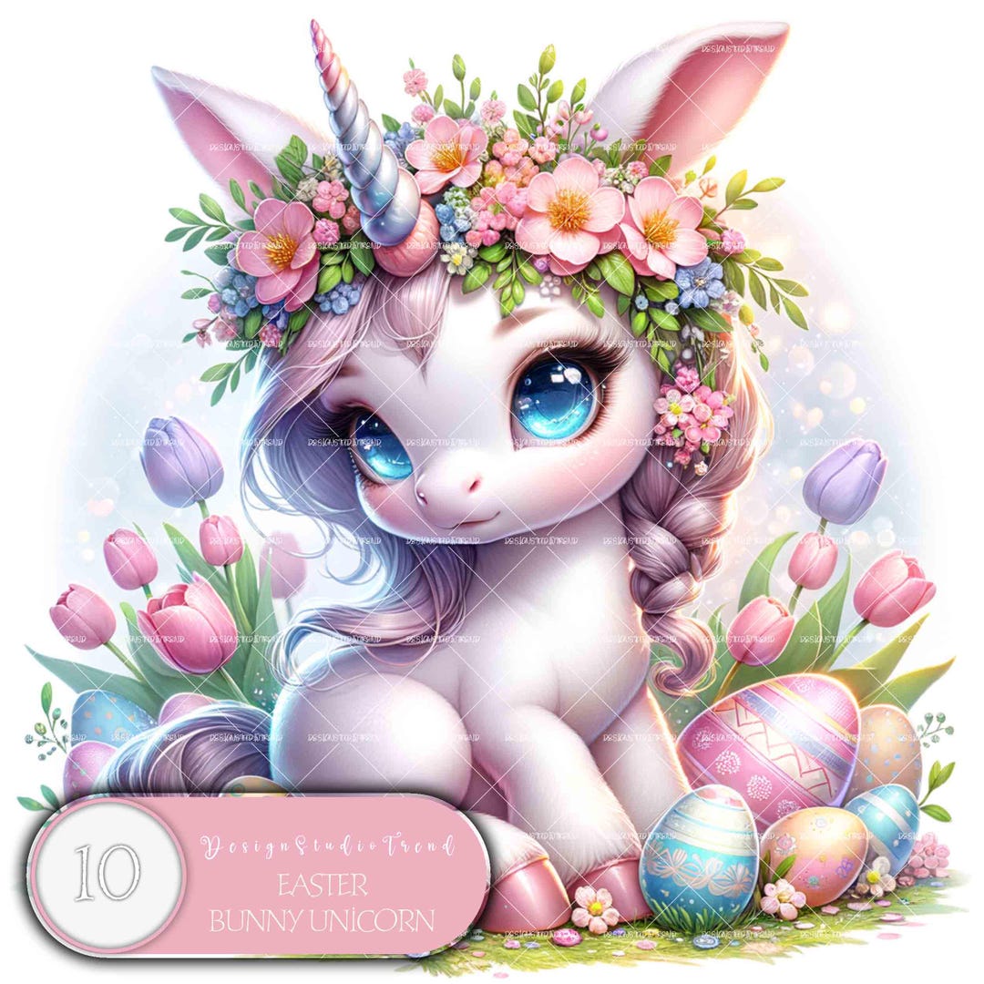 Easter Baby Unicorn Clipart: Pastel Spring Illustrations (commercial ...