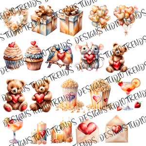 Romantic Lovely Valentine Clipart Bundle - Floral Valentine Watercolor ...