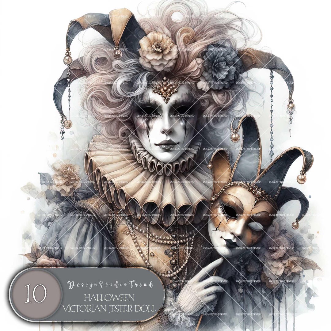 Victorian Jester Doll Clipart: Dark Fantasy Halloween PNG Designs ...