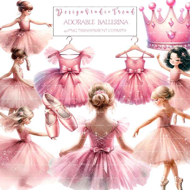 Watercolor Ballerina Clipart: Swan Lake Graphics (40 PNG, Commercial ...