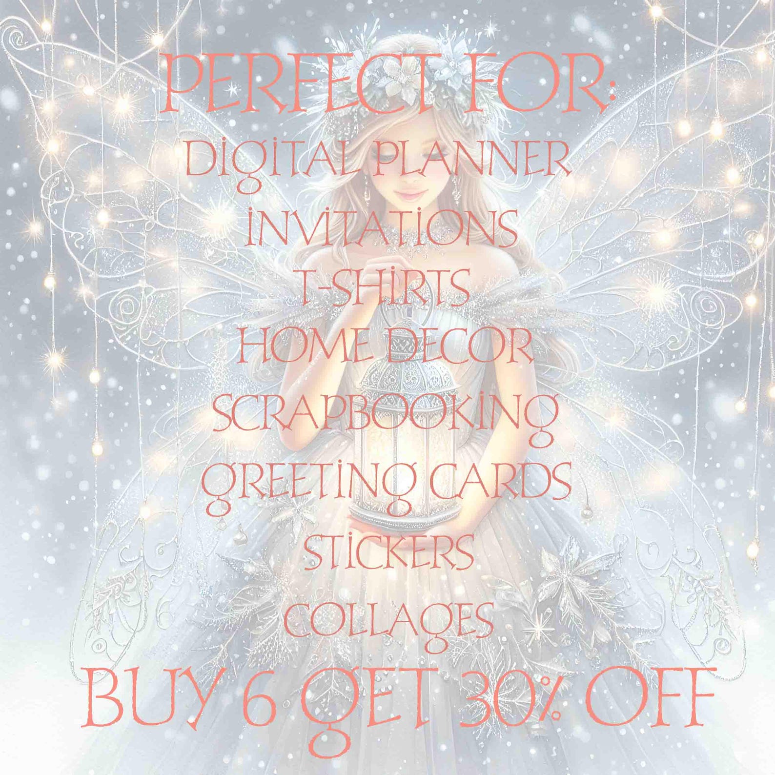 Christmas Fairy Clipart Set: Silver Lantern, Snowflakes (digital ...