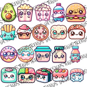 Cute Kawaii Food Clipart Set 29 Pcs Adorable Cartoon Illustrations ...