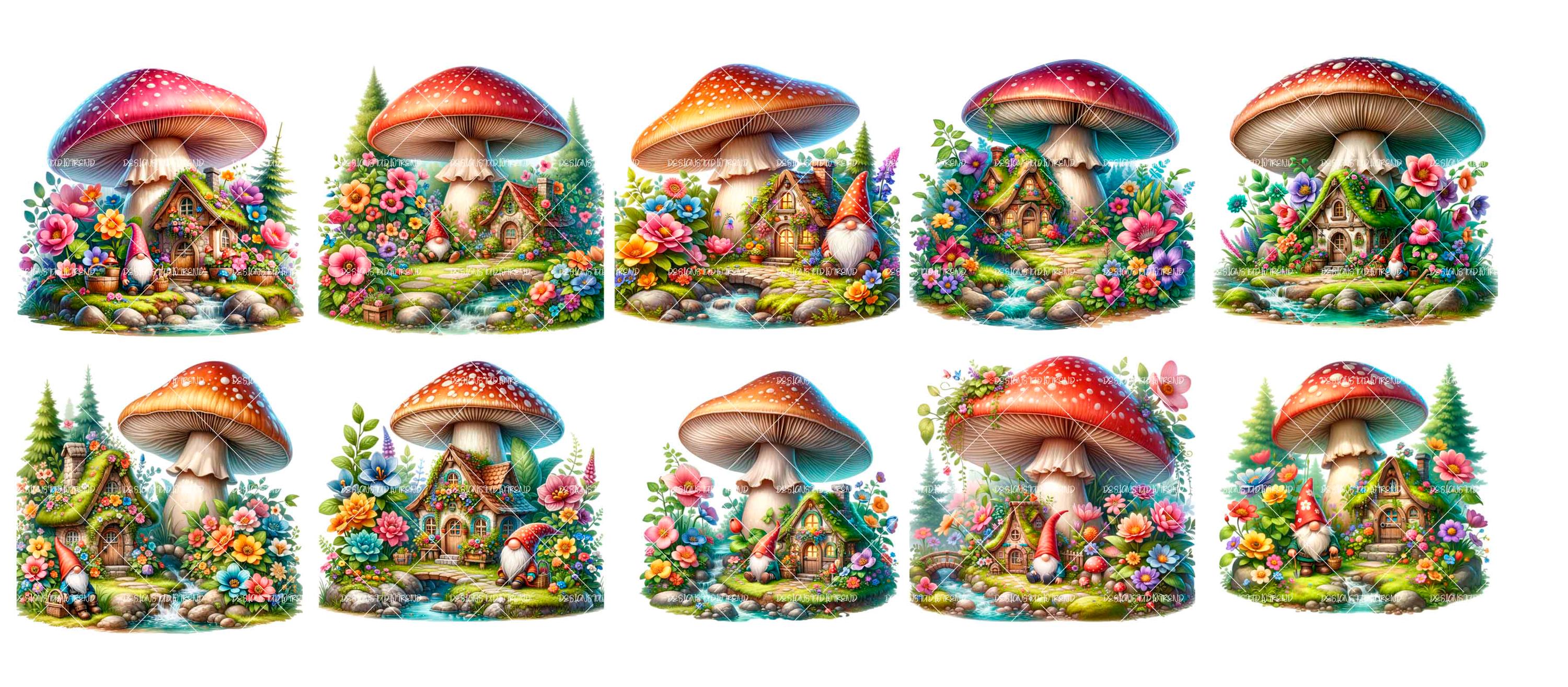 Mushroom House Clipart: Whimsical Pngs for Nursery Decor (digital ...