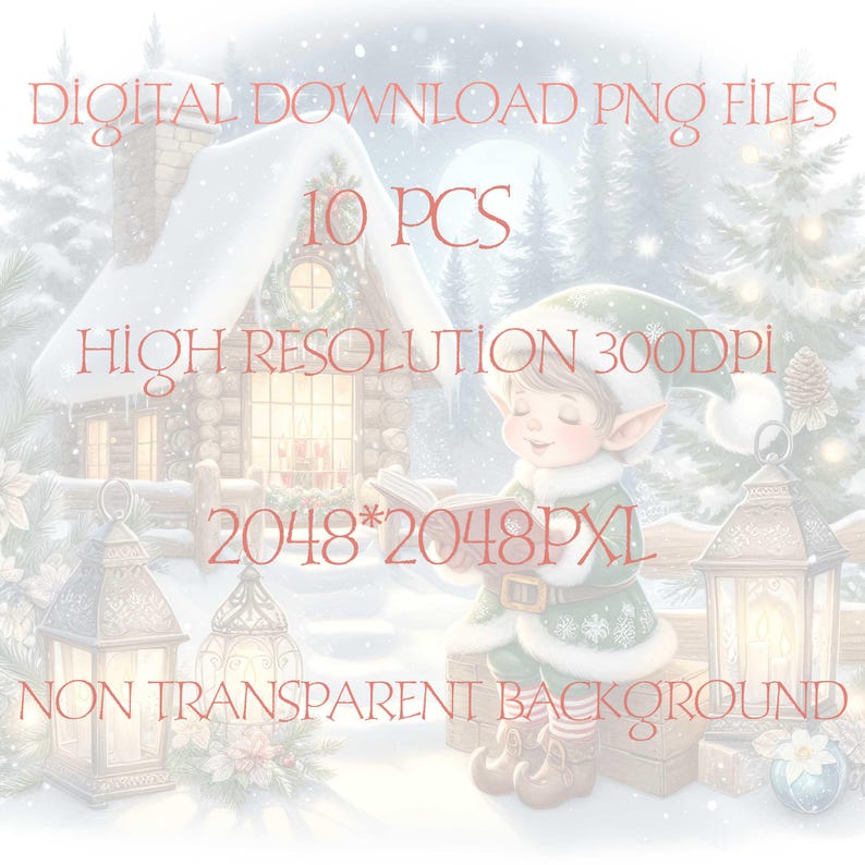 Christmas Elf Caroling Digital Prints - Winter Fantasy Elf Art ...