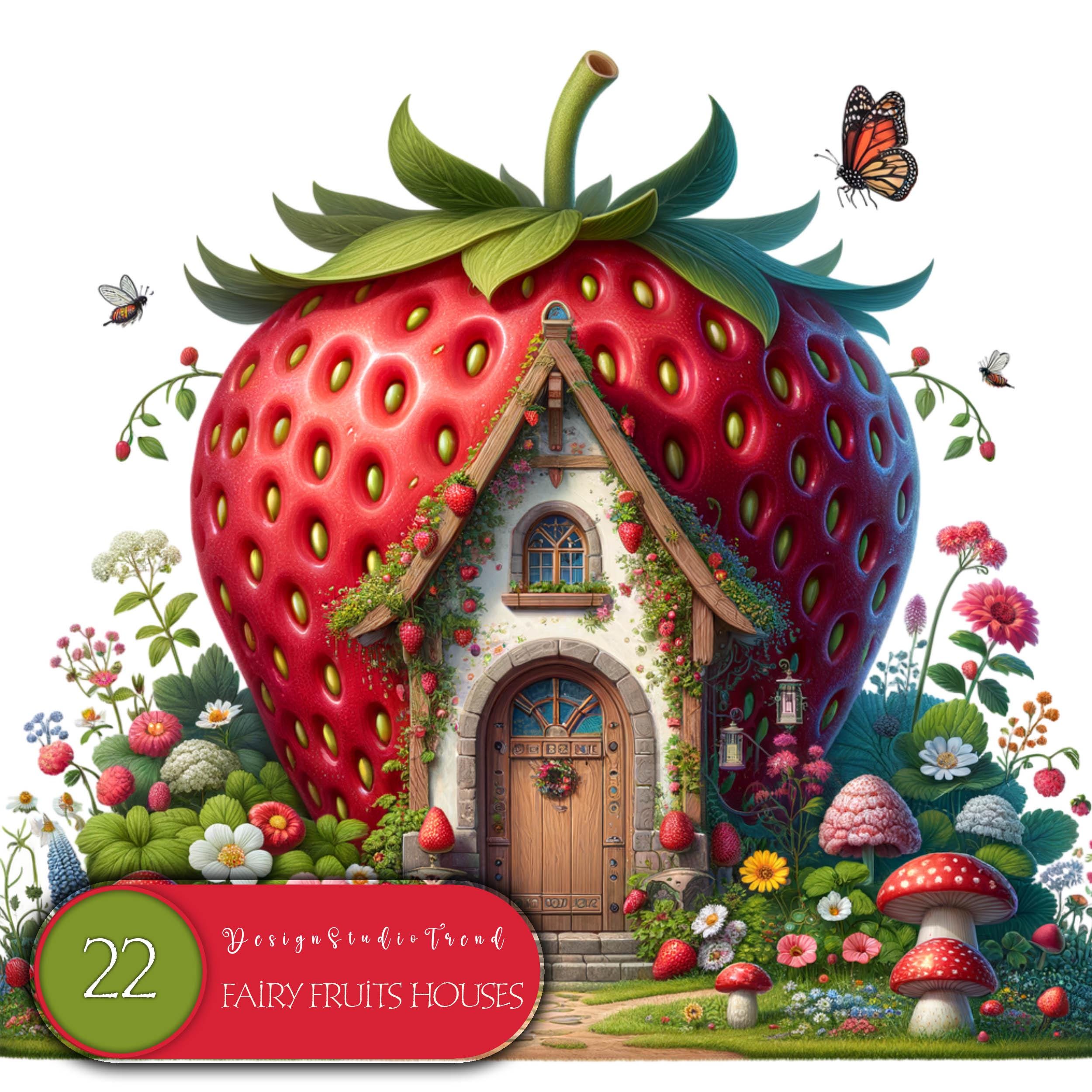 Fairy Fruits Houses Clipart Bundle Whimsical Designs 22 Pcs Clipart PNG ...