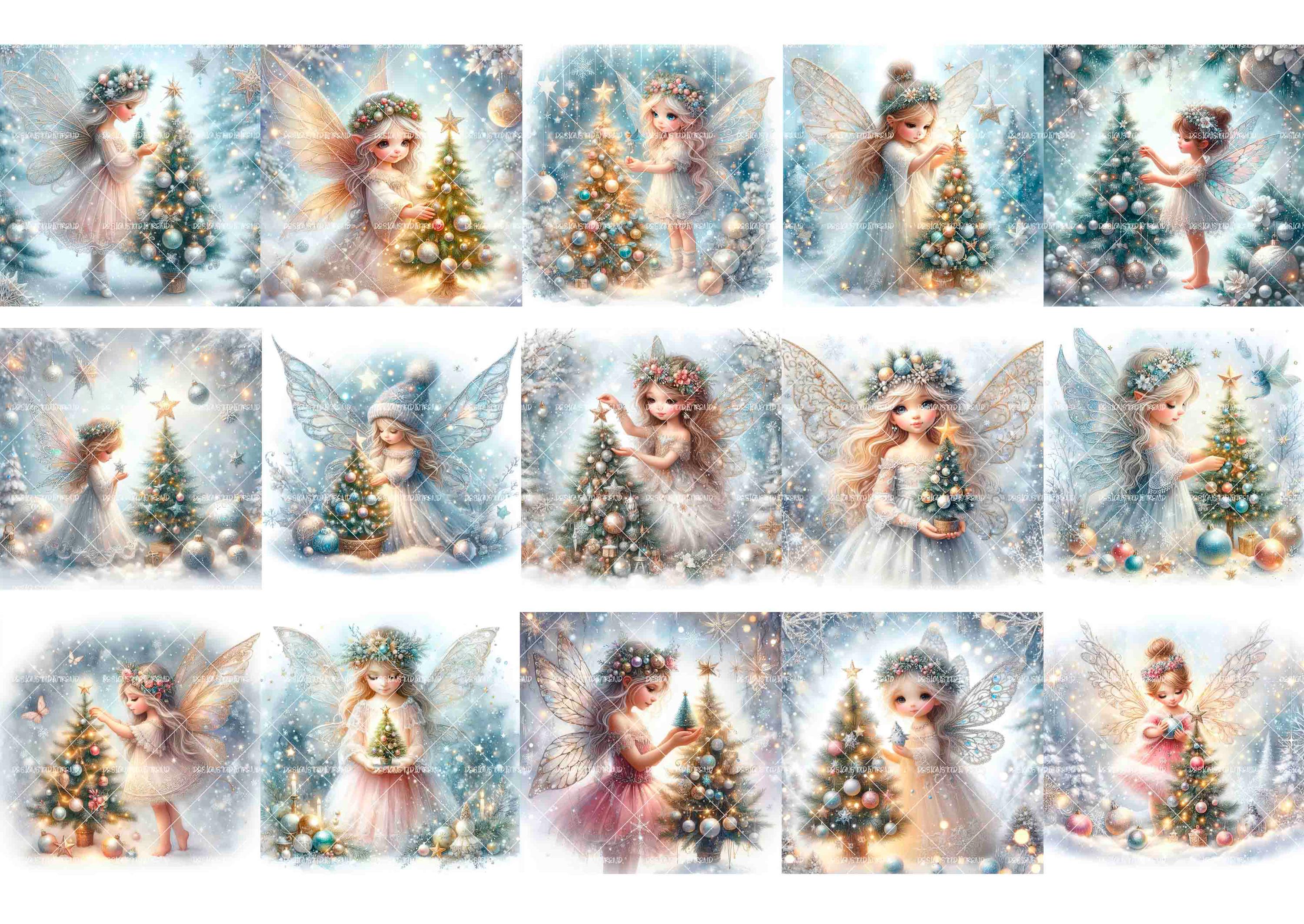 Christmas Fairy Clipart Set: Winter Wonderland Designs (commercial Use ...