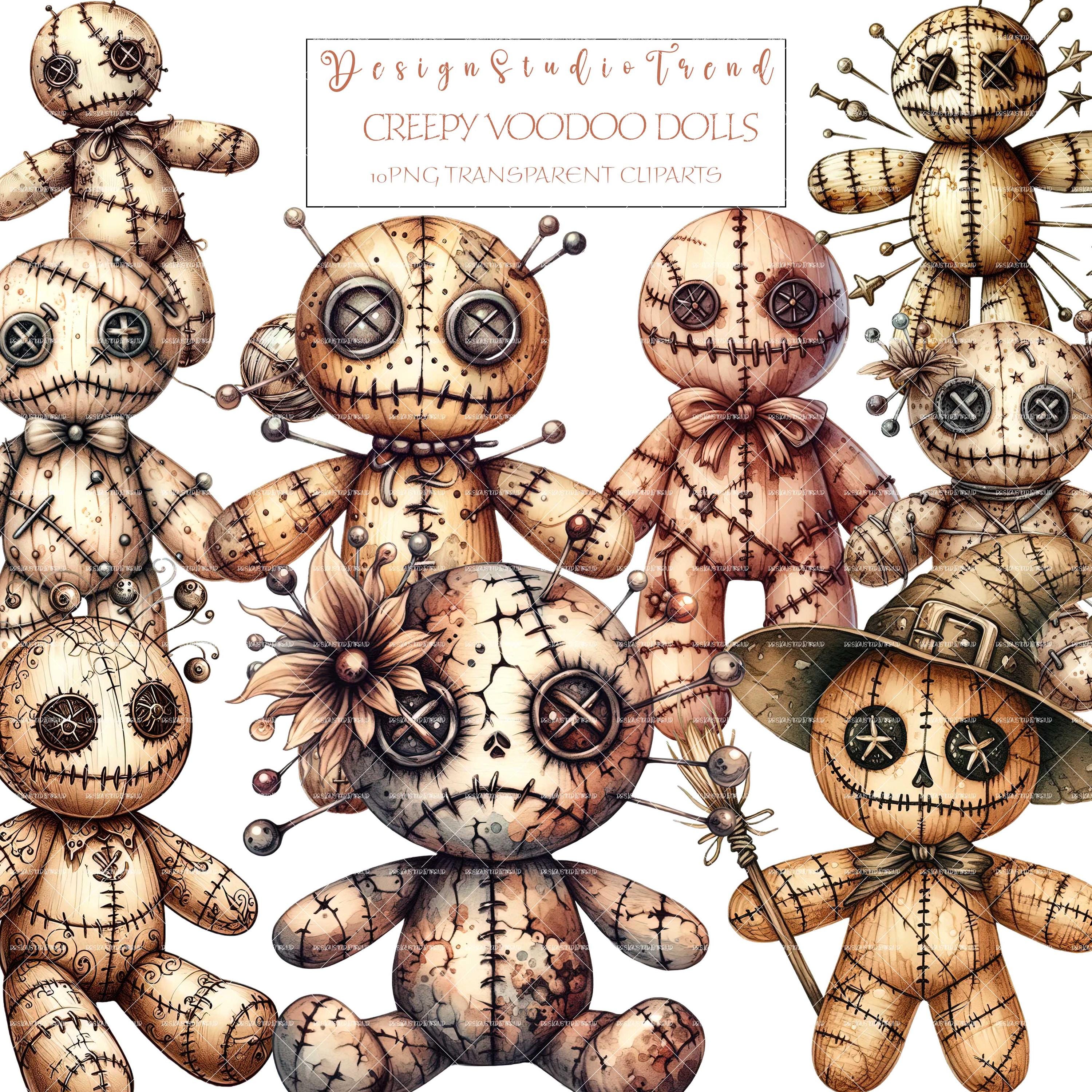 Voodoo Doll Clipart: Spooky Halloween PNG Ephemera (digital Download ...
