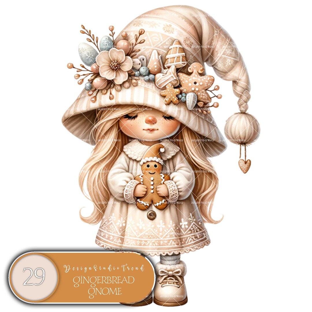 Gingerbread Gnome Clipart Bundle - Whimsical Christmas Designs - 29 Pcs ...