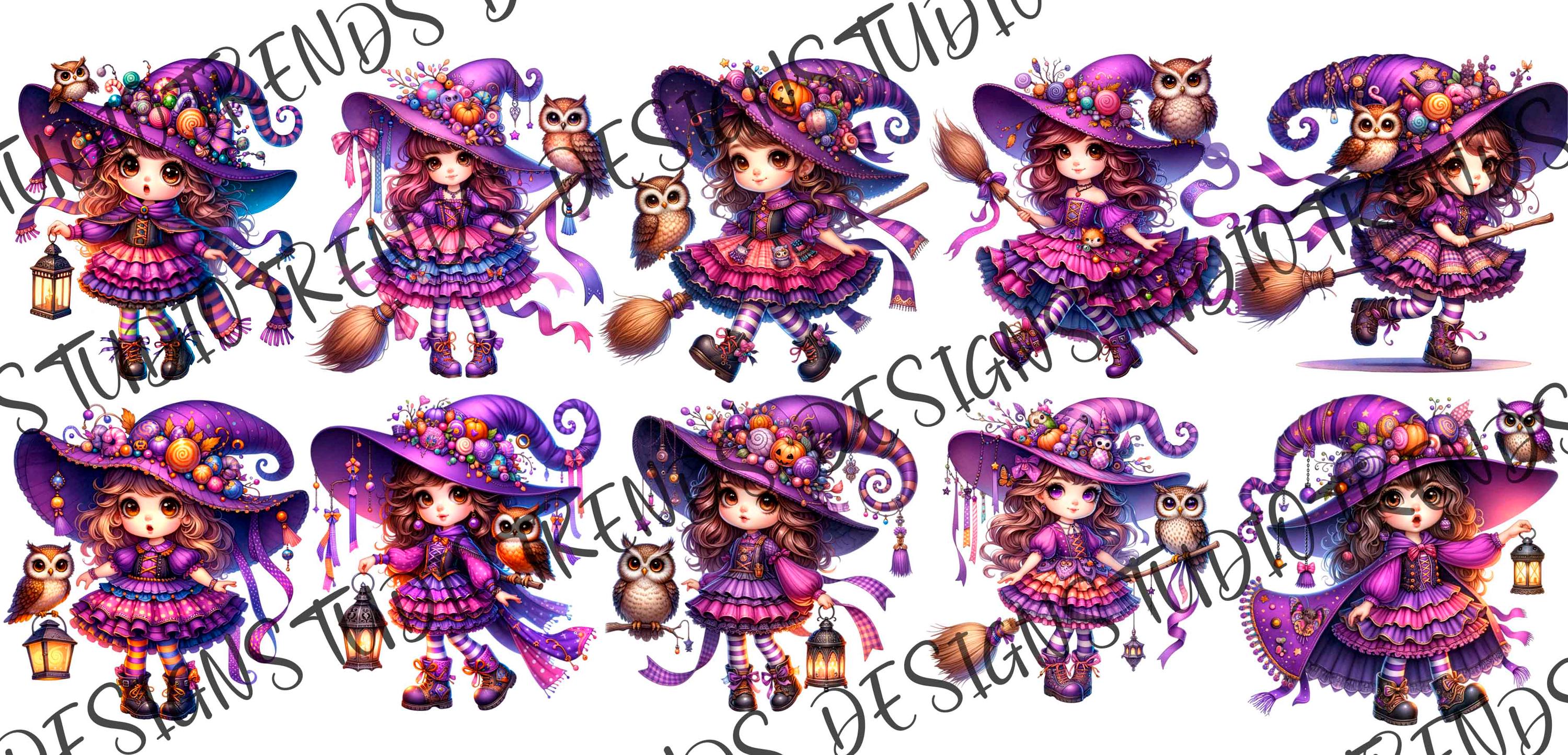Halloween Witch Owl Clipart: Mystical PNG Files for Crafts - Etsy