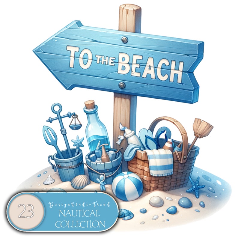 Enchanted Seaside Voyage Digital Watercolor Nautical Collection Clipart ...