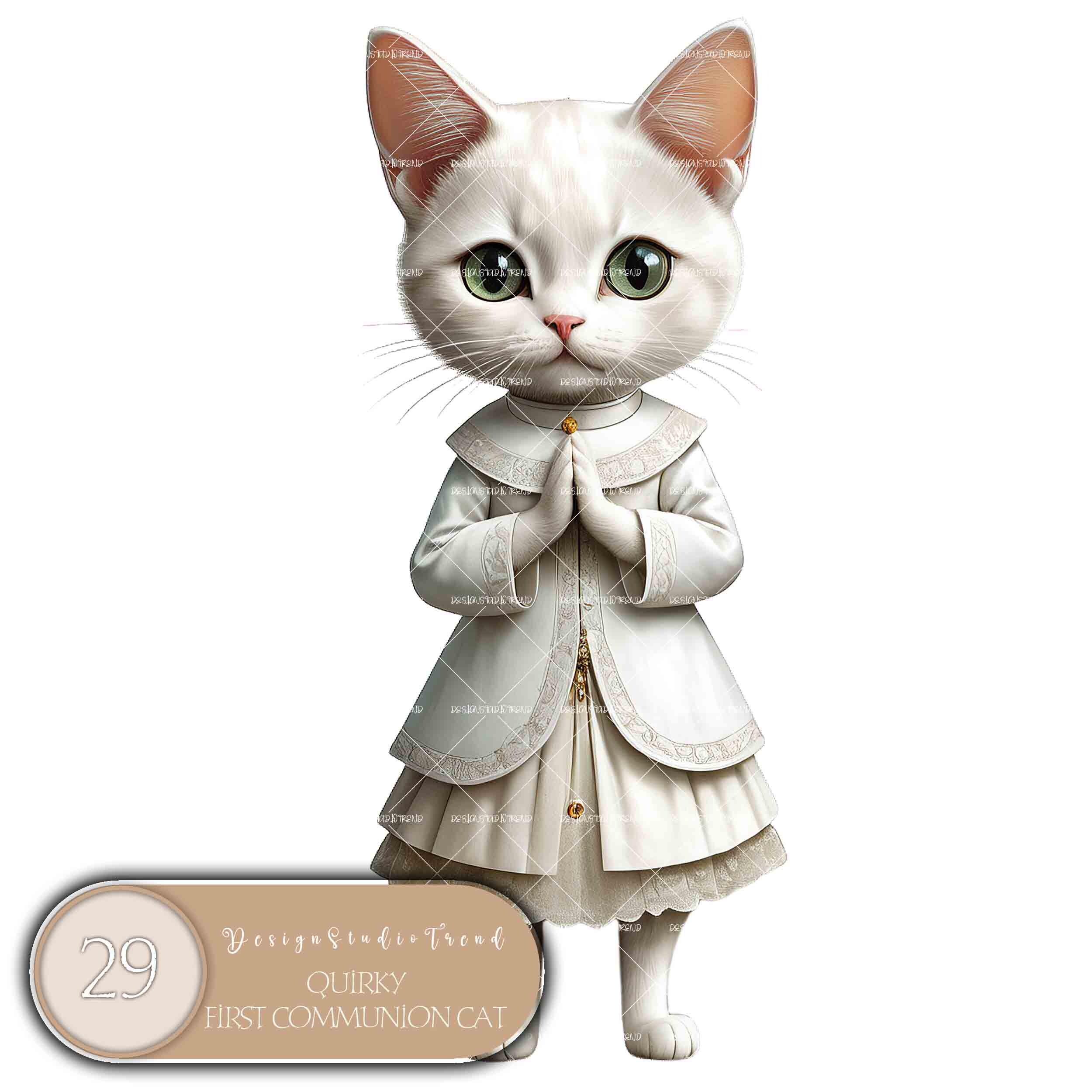 First Communion Cat Clipart: 29-piece Paper Doll Set (commercial Use ...