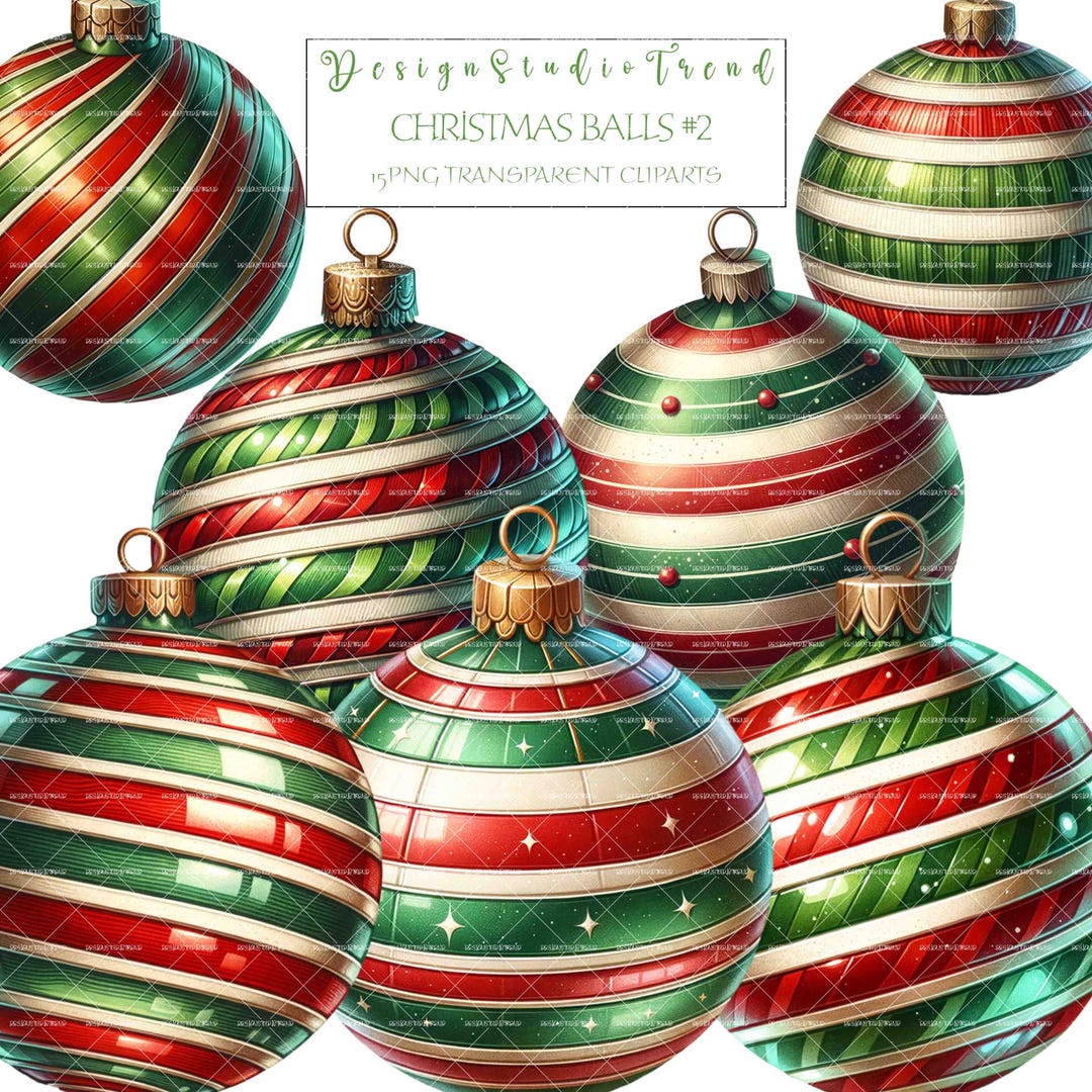 Magical Retro Vintage Christmas Ball Ornaments Clipart 15 Transparent ...