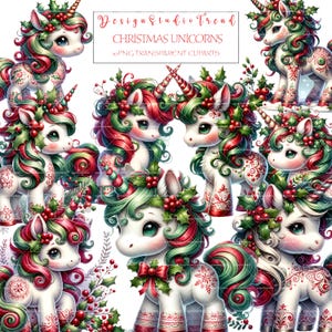 Christmas Unicorn Clipart: Winter Wonderland Baby Unicorns (digital ...
