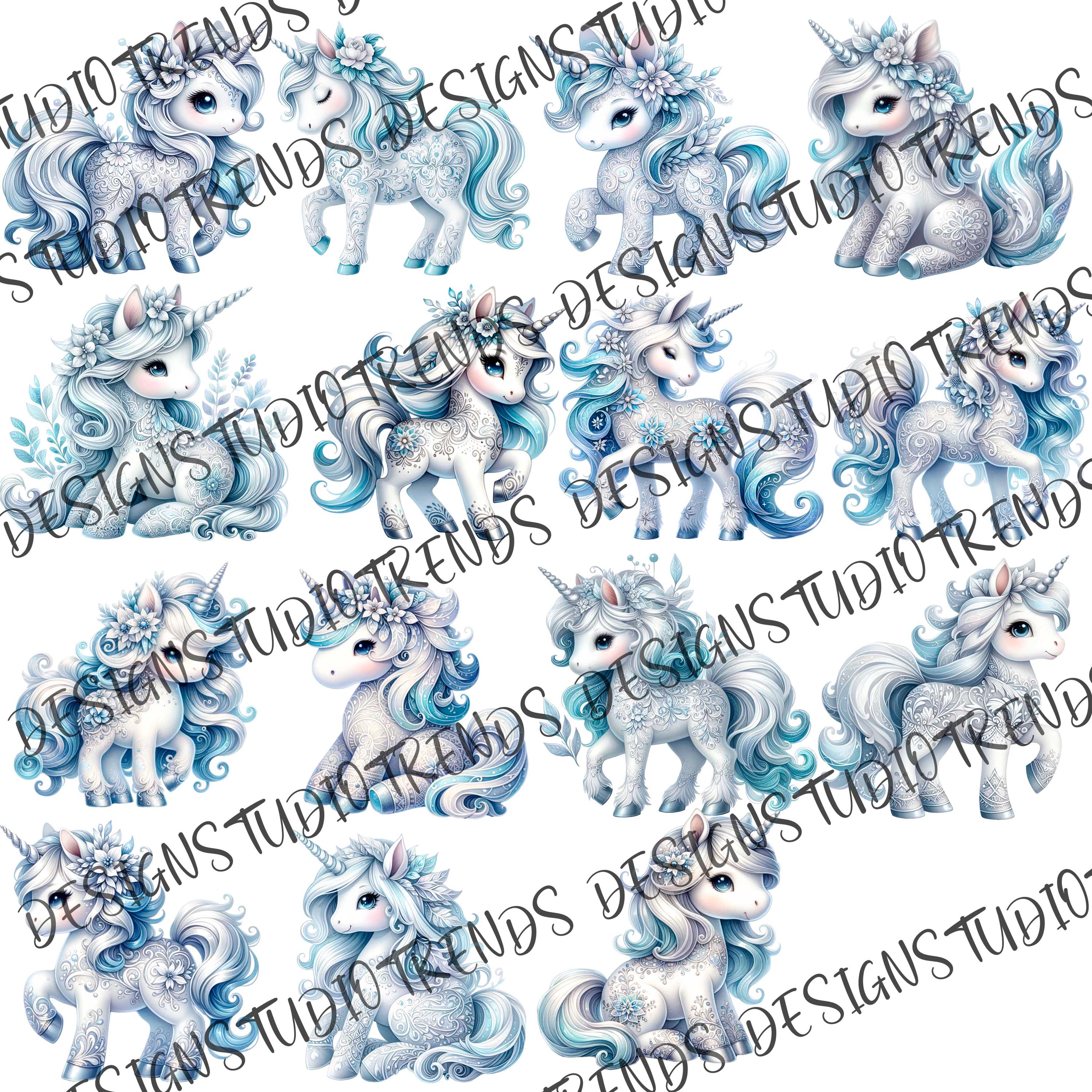 Winter Unicorn Clipart: 15 Enchanted Designs (commercial Use) - Etsy