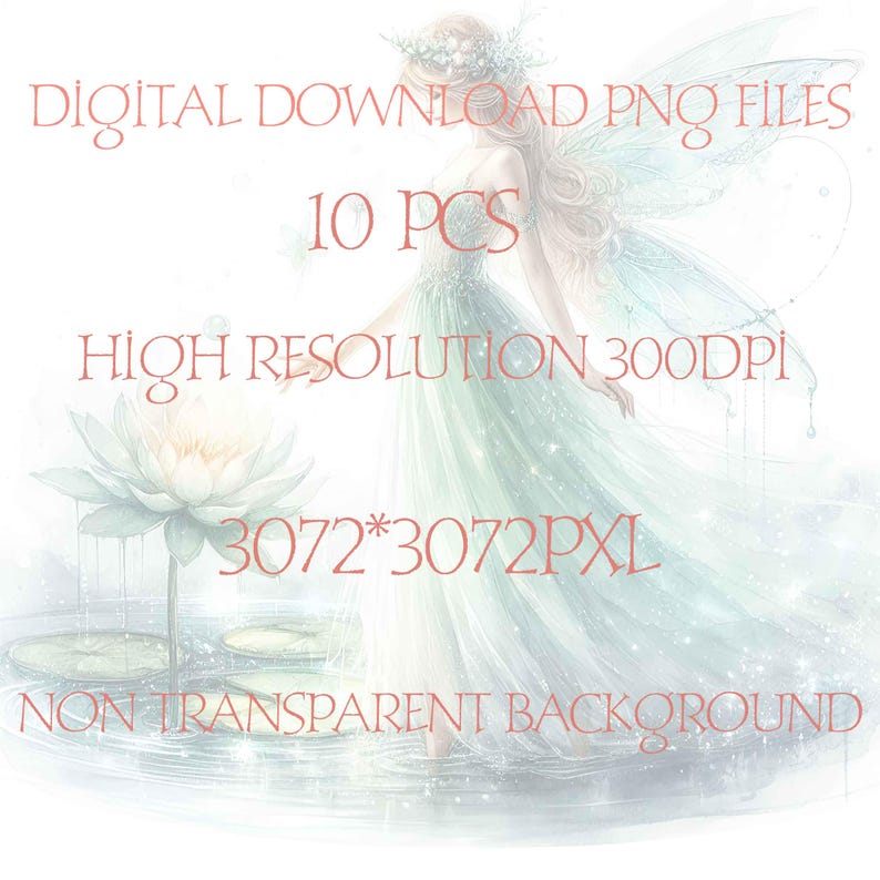 Lotus Pond Fairy Clipart: Springtime Fantasy Designs (PNG, Commercial ...