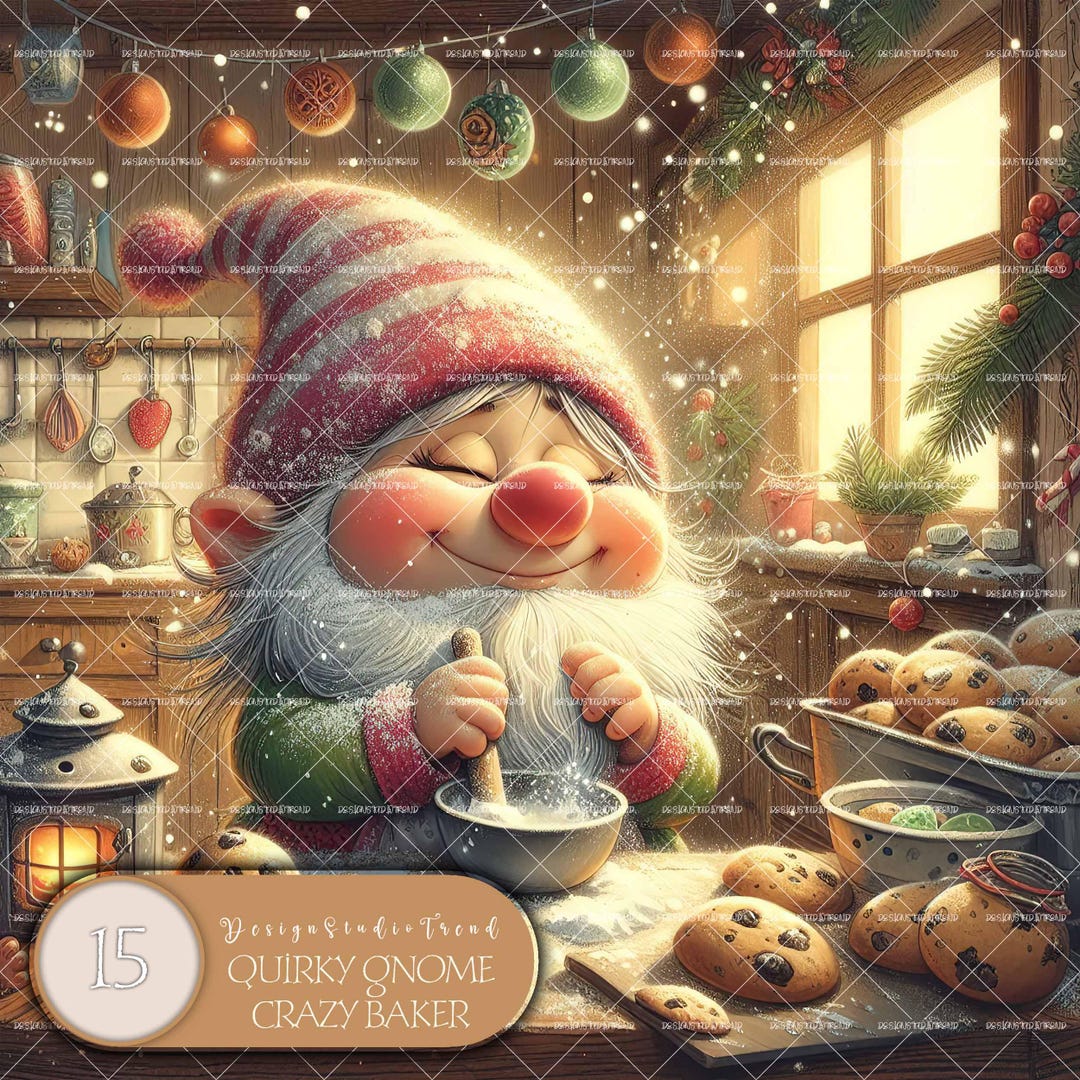 Christmas Gnome Baker Clipart: 15 PNG Nursery Art (commercial Use) - Etsy