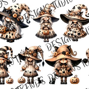 Mystical Halloween Kitty Witches Clipart Bundle - 10 PNG Files ...
