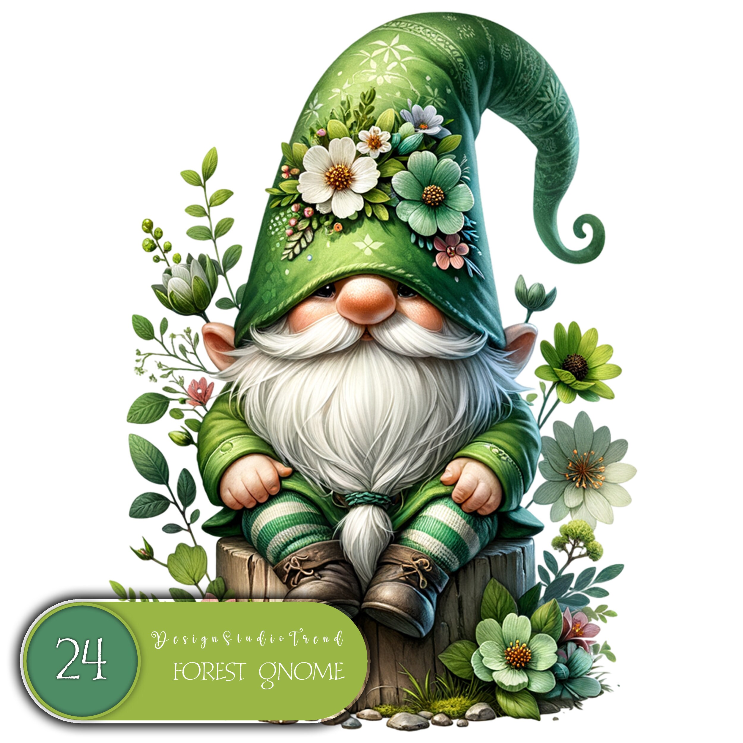 Enchanted Forest Gnome Clipart Bundle Whimsical Woodland Designs 24 Pcs ...