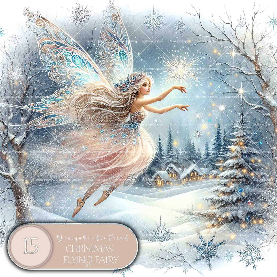 Christmas Fairy Clipart Set: Magical Winter Wonderland Designs (digital ...