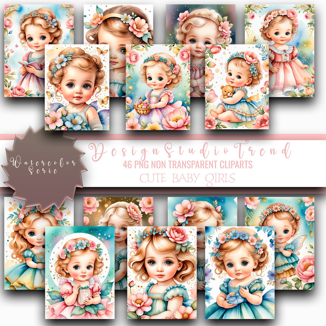 Sweet Baby Girl Clipart Bundle Perfect for Baby Showers & Birthday ...