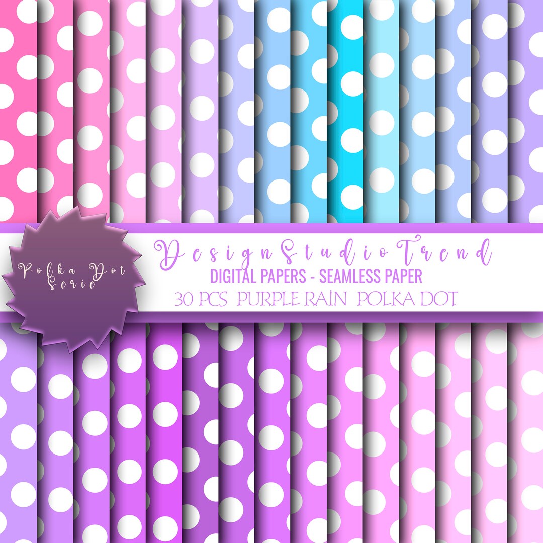 Purple Polka Dot Digital Paper: 30 Pastel Scrapbook Patterns (digital ...