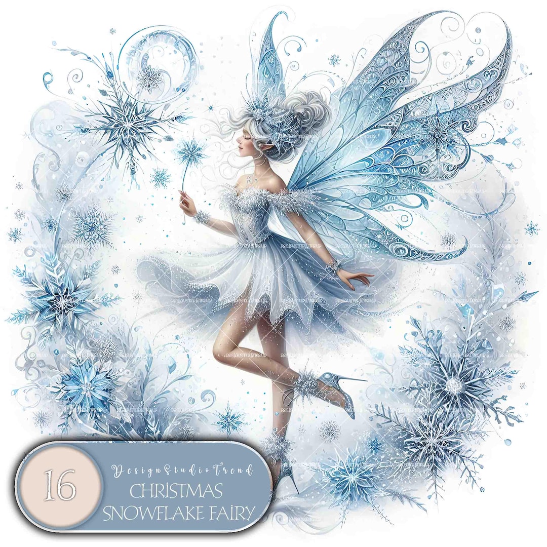 Winter Snowflake Fairy Clipart Set: Magical Nursery Decor (commercial ...