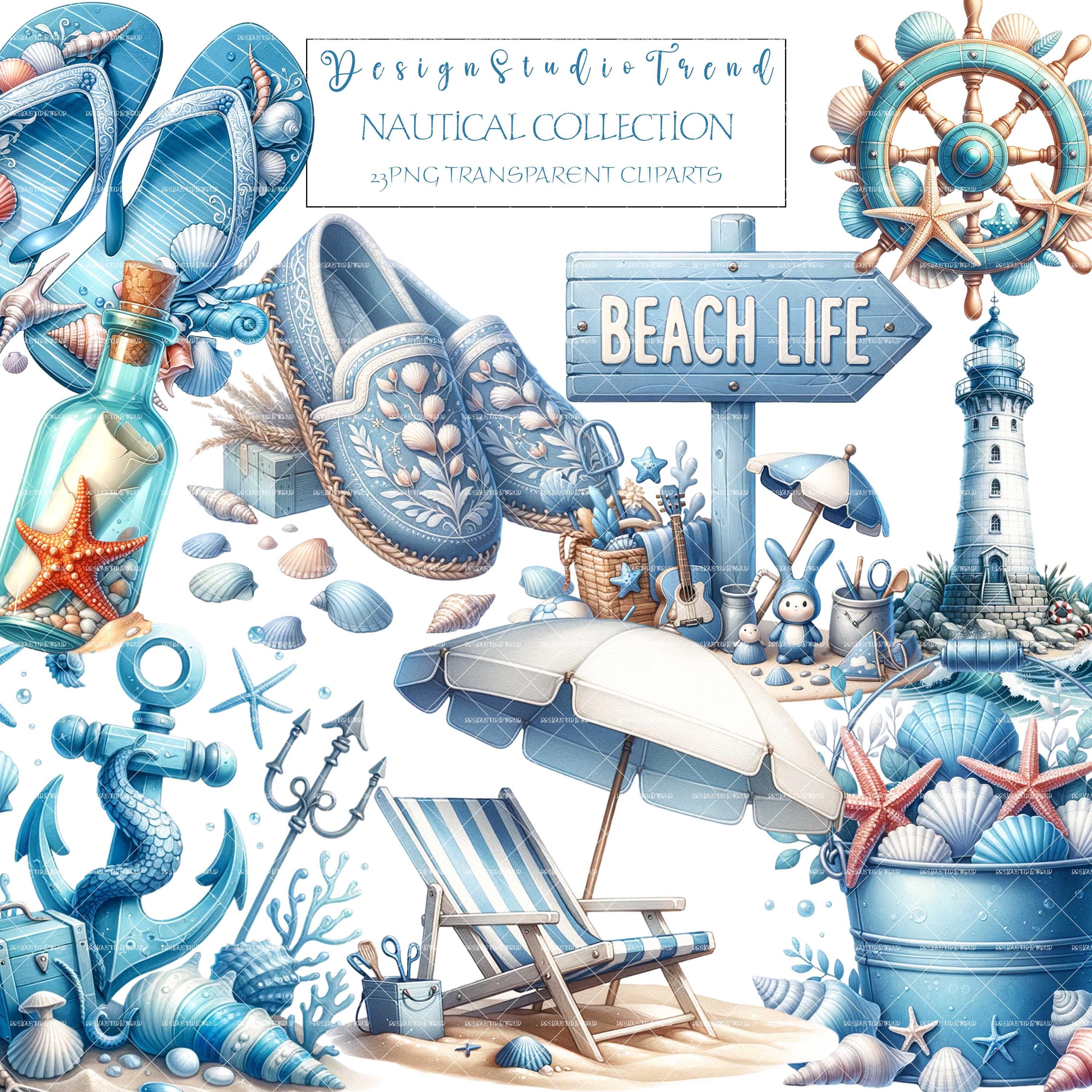 Enchanted Seaside Voyage - Digital Watercolor Nautical Collection ...