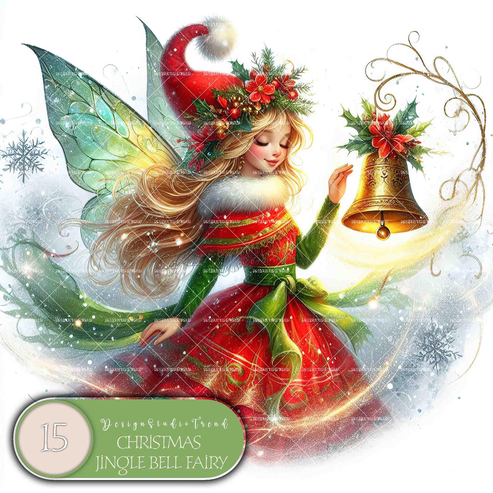 Christmas Jingle Bell Fairy Wonderland Clipart Set Baby Shower Nursery ...