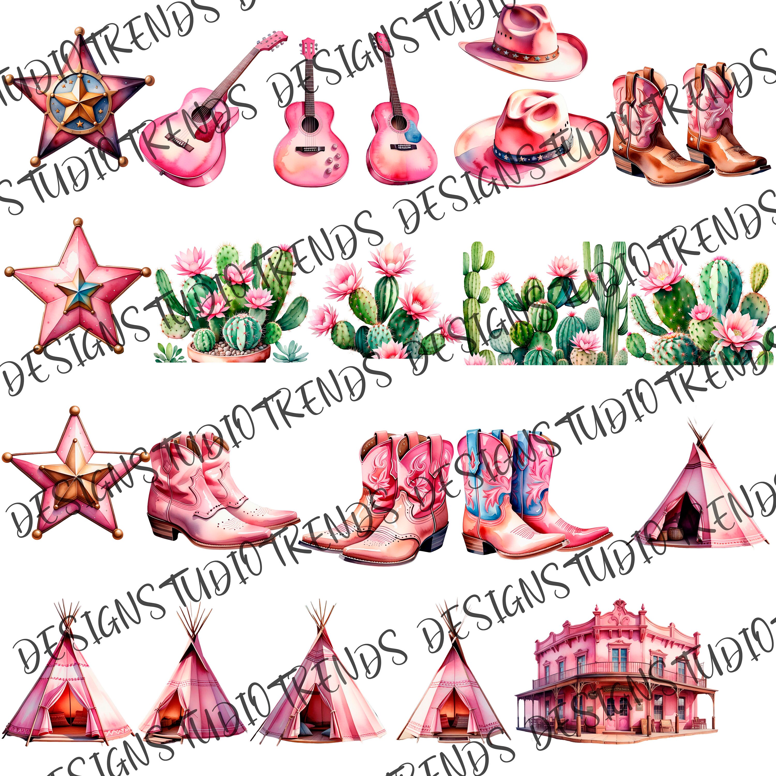 Cowgirl Clipart Collection 65pcs Pink Cowgirl PNG Images, Ideal for ...
