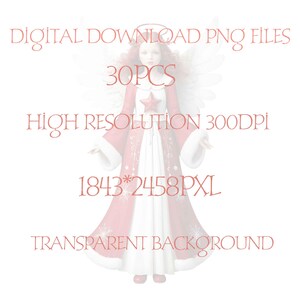 Whimsical Red Christmas Angel Clipart Kit 30 Pcs Printable Set for Junk ...