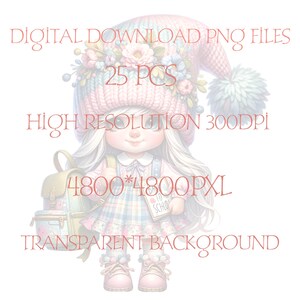 Whimsical Back to School Gnome Clipart: 25 PNG Designs (commercial Use ...