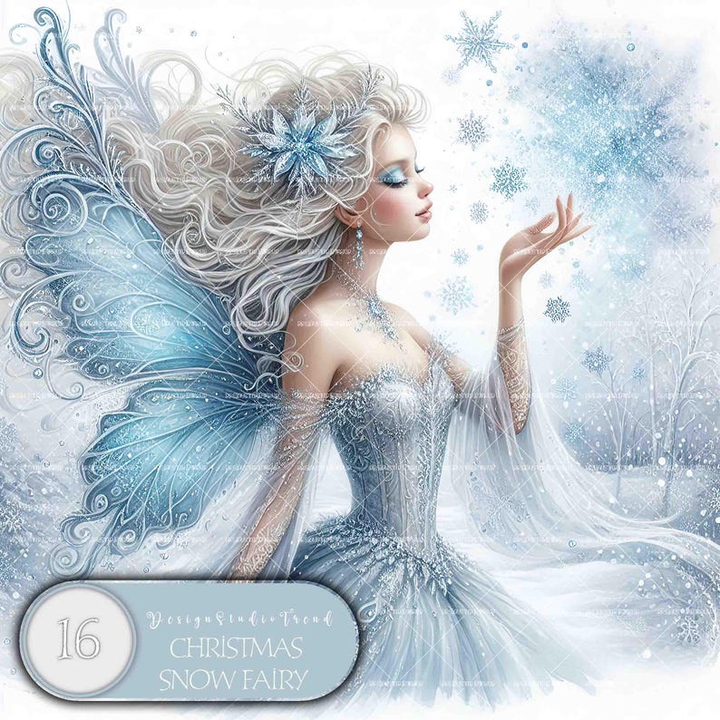 Magical Christmas Snow Fairy Clipart Set - 16 Enchanting Forest Designs for Baby Shower ...