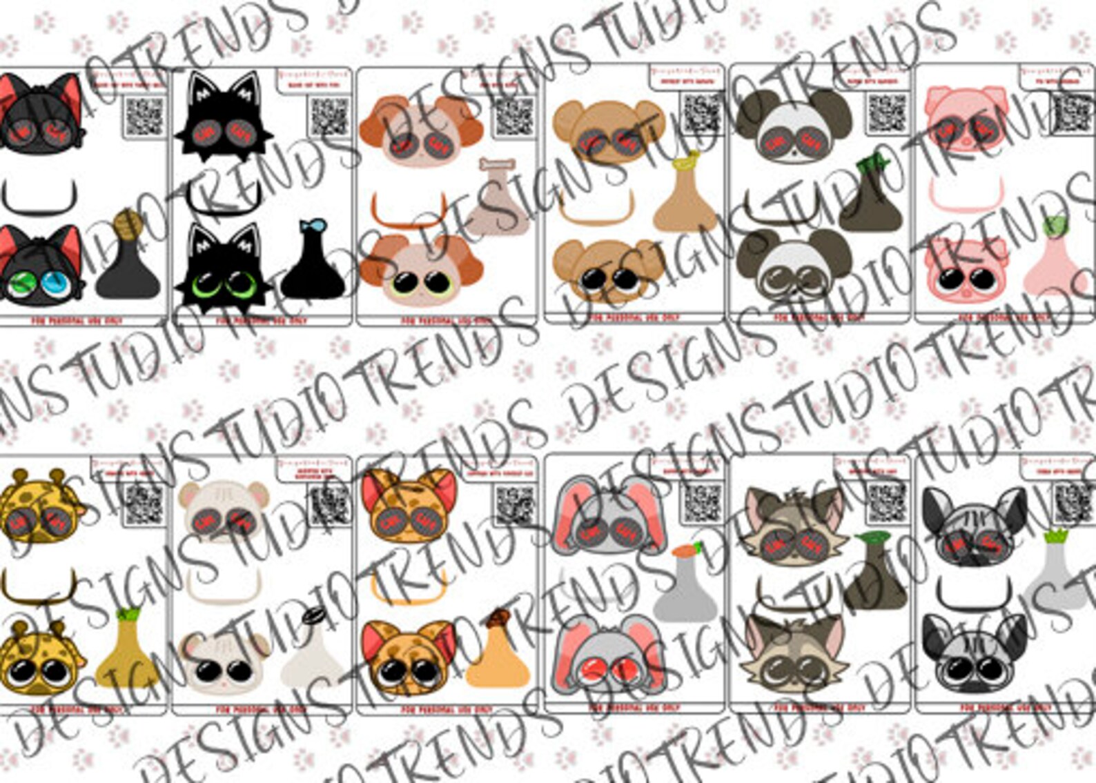 Animal Paper Dolls: Blinking Eye Printable Craft Set (PDF) - Etsy