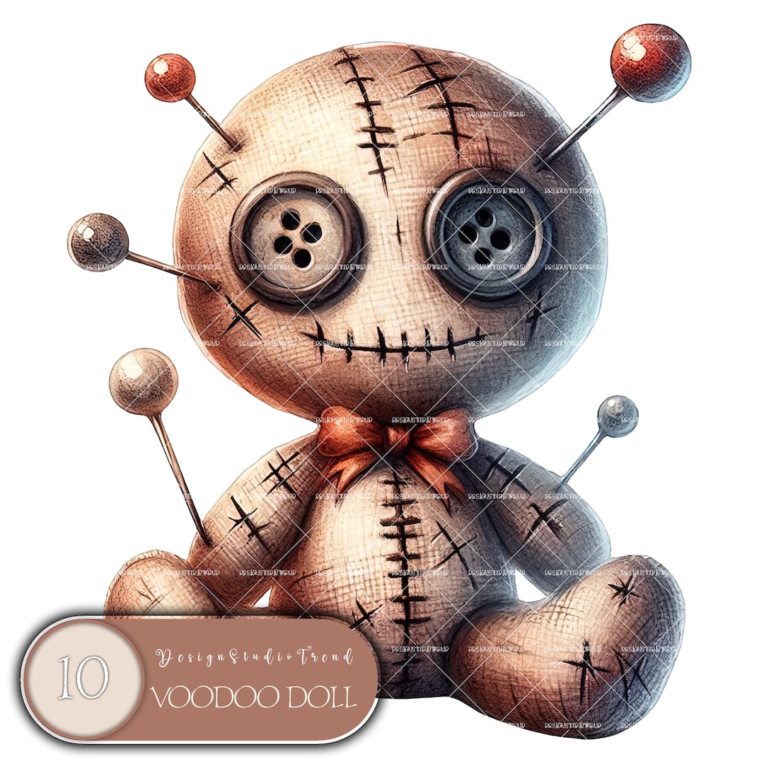 Whimsical Voodoo Doll Clipart Spooky Ephemera - 10pcs Transparent PNG ...