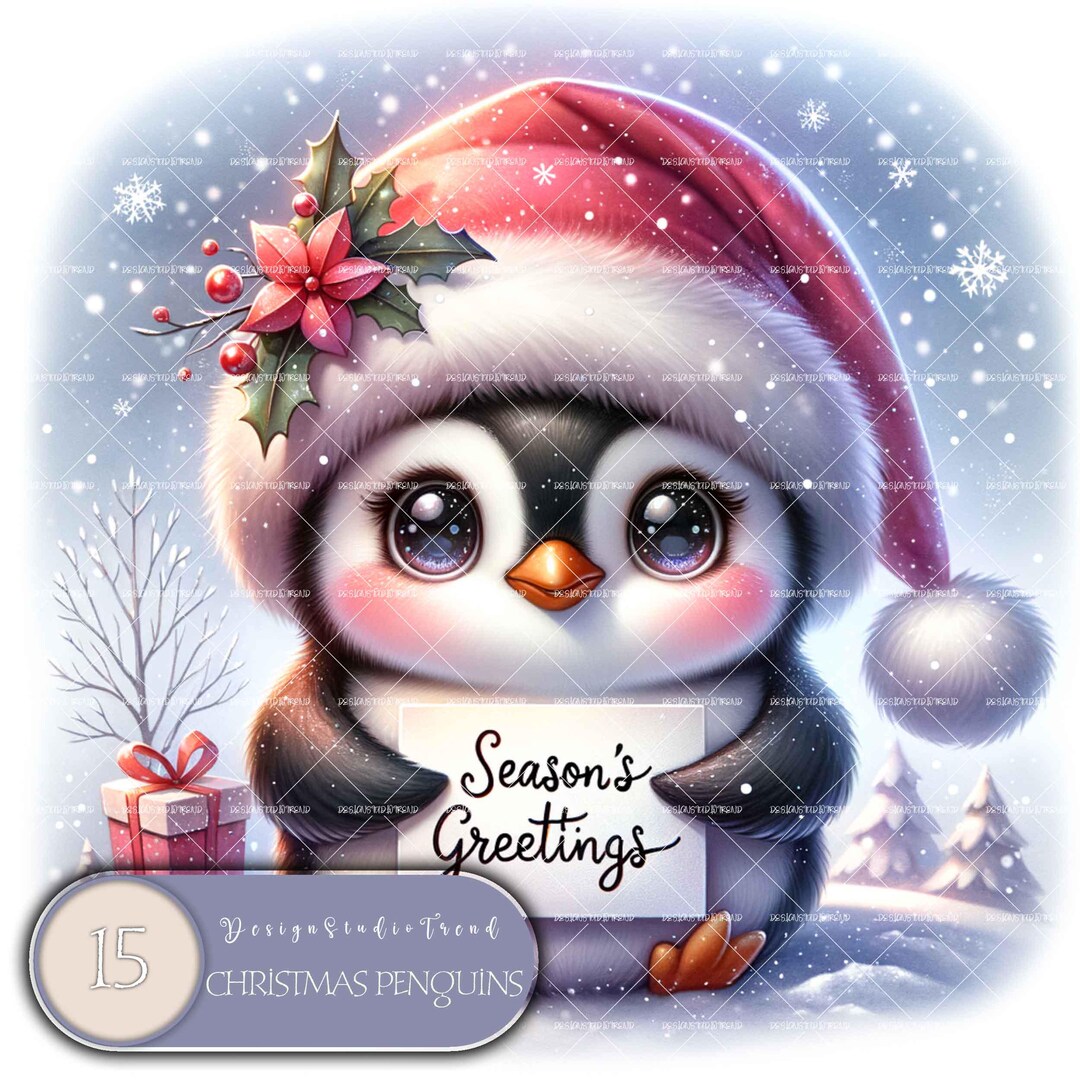 Christmas Penguin Clipart: Winter Wonderland Designs (commercial ...