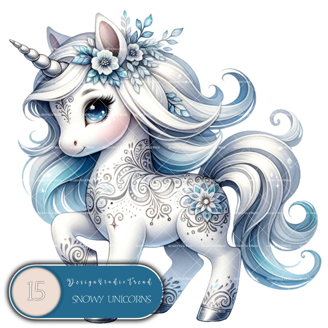 Winter Unicorn Clipart: 15 Enchanted Designs (commercial Use) - Etsy